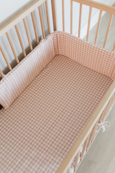 Pink Gingham Washed Cotton Cot Bumper Cover – Phlo Studio