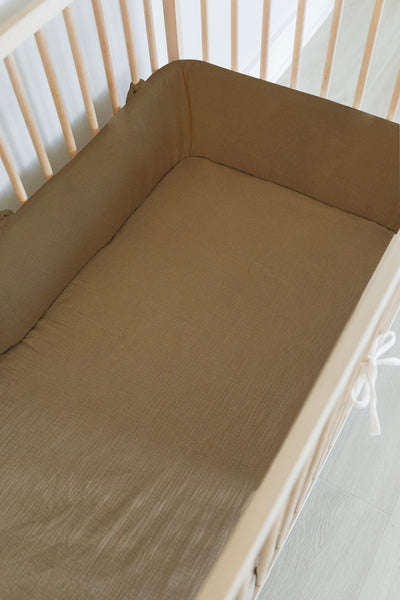 Hazelnut Muslin Cot Fitted Sheet – Phlo Studio